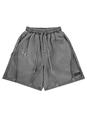 unzeot短裤宽松潮绣花