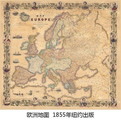 欧洲地图MapofEurope1855出版