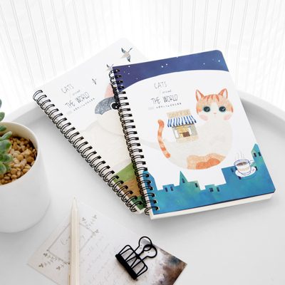 kinbor4本装A5加厚线圈本简约笔记本横线本大学生文具韩国小清新记事本批发考研学生用螺旋本日记本软面抄