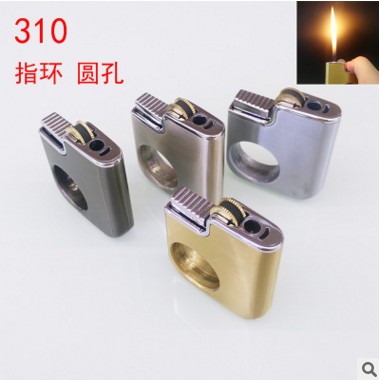 创意指扣砂轮明火充气打火机超薄金属老式复古火石打火机免费刻字