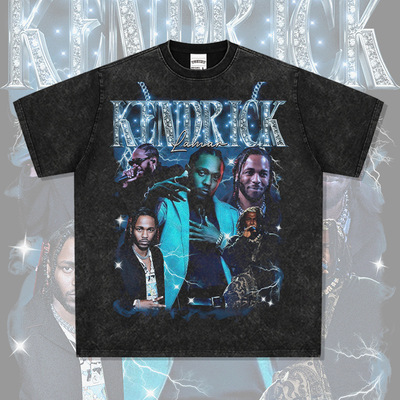 KendrickLamar美式复古水洗短袖