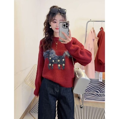 小马亮片女款慵懒风高级感针织衫