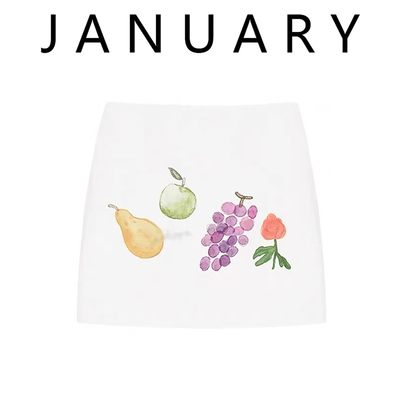 JANUARY清新可爱水果印花半身裙