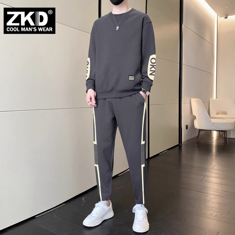 潮牌休闲运动服套装男士春夏季搭配一套帅气男装卫裤卫衣长袖T恤