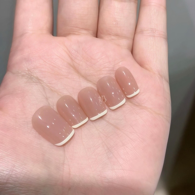纯手工穿戴甲法式奶盖美甲自然显白裸色百搭定制假指甲贴片成品