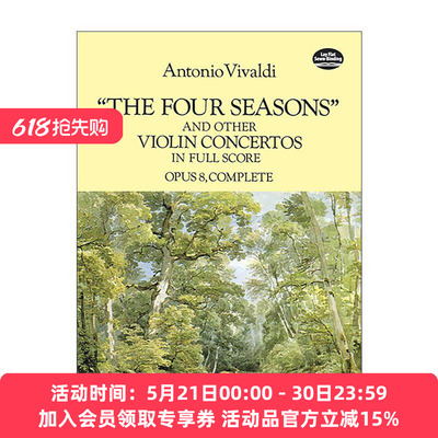 英文原版 The Four Seasons and Other Violin Concertos in Full Score 四季及其他小提琴协奏曲全谱 第八号乐曲全谱 安东尼奥