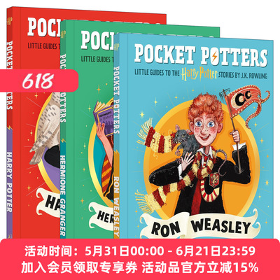 英文原版 Pocket Potters 哈利波特系列人物漫画小指南 3本套装 精装彩色插画 英文版 进口英语原版书籍