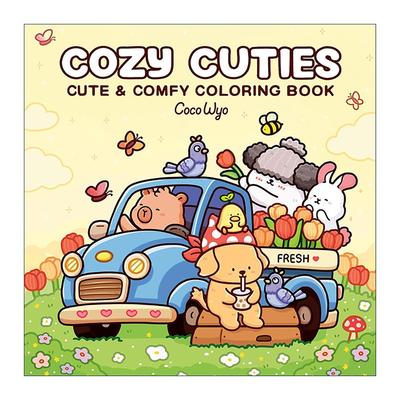 英文原版 Cozy Cuties 舒适的萌宠 适合成人与儿童的填色着色书 英文版 进口英语原版书籍