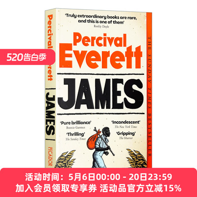 英文原版 James 詹姆斯 吉姆视角下的哈克贝利·费恩历险记 历史小说 美国国家图书奖 布克奖长名单 Percival Everett 英文版