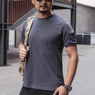 军迷CoolMax战术夏季速干圆领T恤衫男户外短袖半袖体能训练服t恤