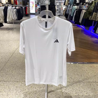 adidas阿迪达斯训练健身透气白色简约半截袖春男短袖T恤KU8713