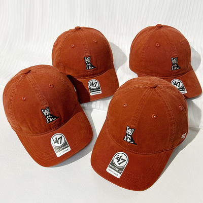 47Brand脏橘色刺绣小狗棒球帽