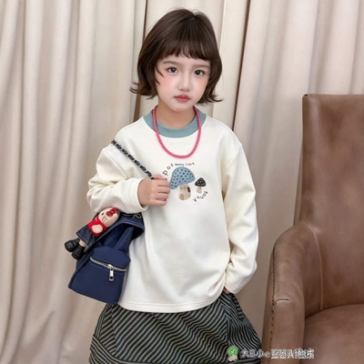 大E小e儿童打底衫2026秋冬女童加厚上衣韩版宝宝可爱发热上衣5739
