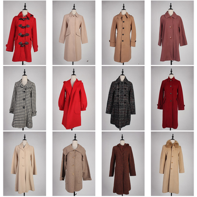 DY13古着vintage日系法式秋冬文艺简约气质款英伦毛呢大衣外套