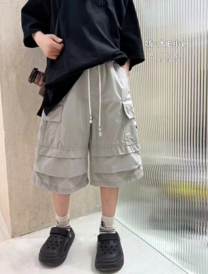 大E小e夏款儿童休闲中裤中大童工装五分裤男女童宽松裤子潮66832