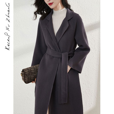 双面羊绒大衣女2025秋季新款中长风衣大牌系带优雅呢子羊毛呢外套