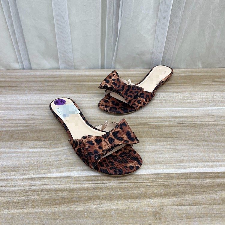 外贸原单shoes女鞋时尚圆头蝴蝶结日常休闲百搭平底一字拖鞋凉鞋