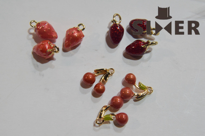 国产滴油优质水果吊坠草莓樱桃装饰配件DIY手作饰品材料【Y1】