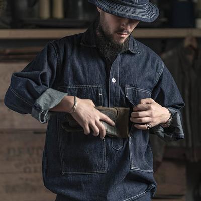 原色夹克赤耳丹宁复古夹克翻领