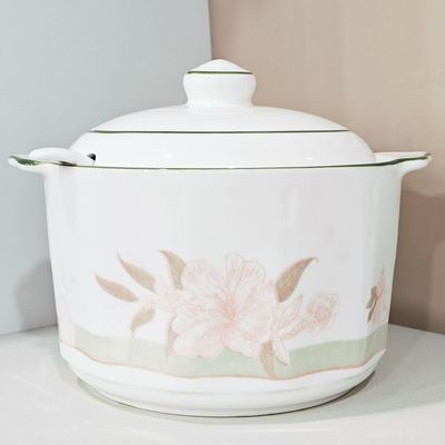 家用陶瓷大容量猪油罐双耳带盖送勺子油泼辣子罐杂粮罐荤油罐