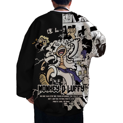 海贼王卫衣路飞五档形态卡通圆领