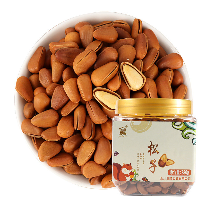 禹珍 东北开口松子280g罐装虎皮松子罐装大颗粒坚果孕妇零食