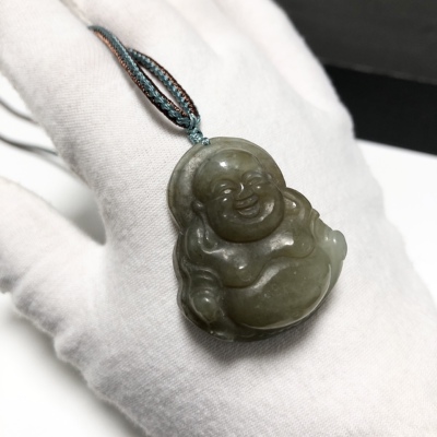 D1522# 天然和田玉糖料佛公吊坠34.6*29.3*11.8mm 重18.92克