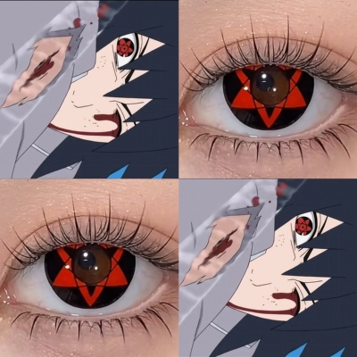 火影忍者美瞳cos六勾玉轮回眼万花筒三勾玉红宇智波佐助卡卡西JA