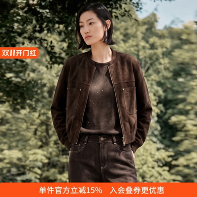 XG/雪歌复古圆领夹克短外套女