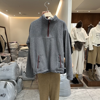 立领半拉链摇粒绒抽绳卫衣绒衫