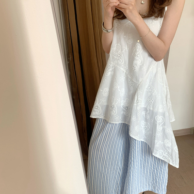 诺诺轻奢名媛刺绣不规则叠穿收腰长款鱼尾裙连衣裙9258