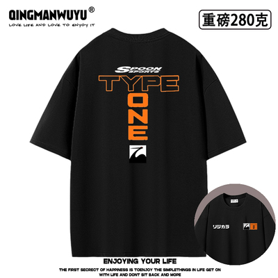 SPOON衣服JDM改装车GK思域EKFD2周边男女情侣重磅oversize短袖t恤