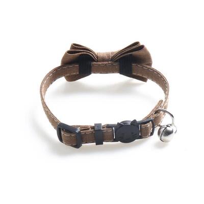 Solid Color Bowknot Cat Collars Adjustable Buckle Bow Tie Pu
