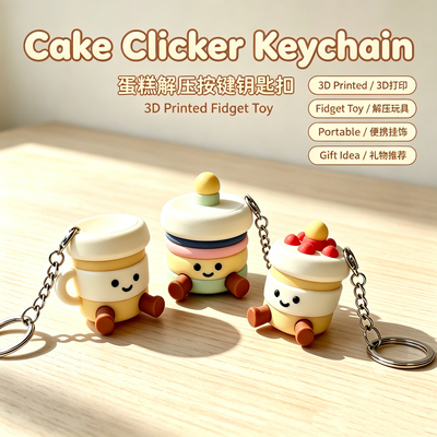 原创跨境蛋糕系列摆件解压放松玩具Clicker钥匙扣挂件按键Fidget
