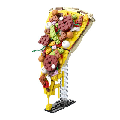 积木披萨片比萨美食创意模型摆件