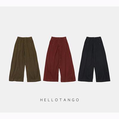 HELLOTANGO《里昂周末》秋冬复古慵懒磨毛宽松直筒休闲裤16001