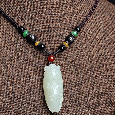 玉石知了吊坠男女玉器蝉挂件新疆和田玉羊脂白玉一鸣惊人玉蝉挂坠