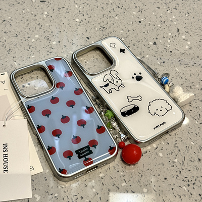 创意线条小狗满屏西红柿适用iphone16proma苹果15手机保护壳14pro