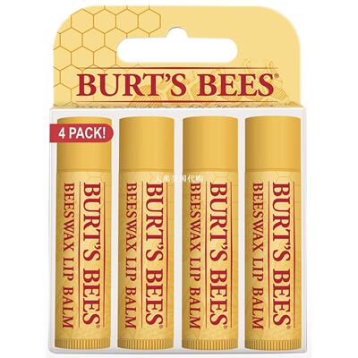 Burt's Bees Natural Moisturizing Lip Balm, Beeswax, 4 Tubes