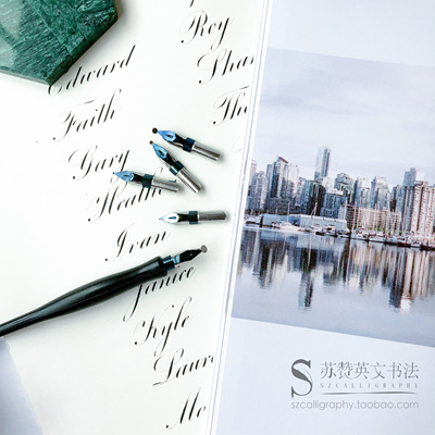 漫画蘸水笔尖苏赞英文书法