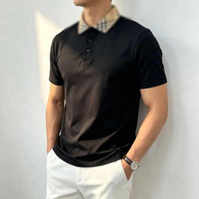 SEASONMARK格纹翻领POLO衫短袖