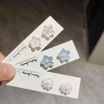 925银针小清新花朵耳钉女简约森系新款耳环甜美百搭通勤ins风耳饰