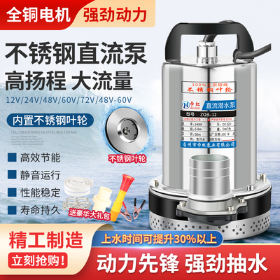 12V24V48V60V72V2寸直流潜水泵家农用电动车大流量抽水机果园灌溉