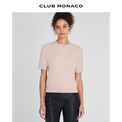 CLUB MONACO女装【100%山羊绒】圆领简约气质毛衣短袖