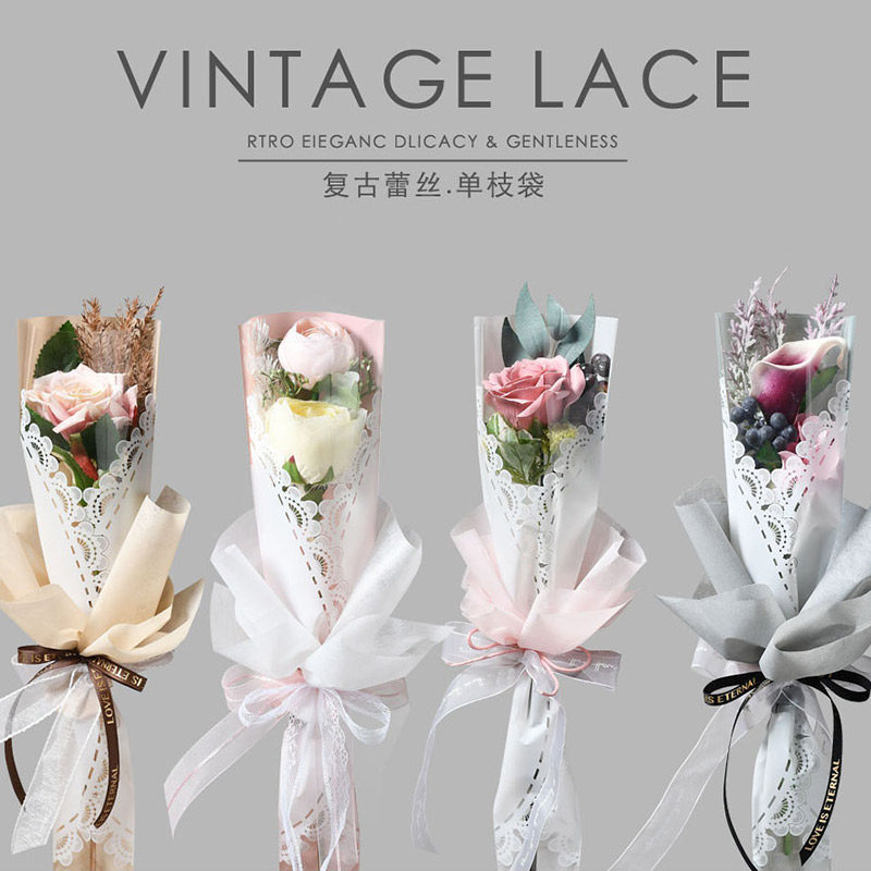 母亲节单支花束包装袋一支花包装纸鲜花玫瑰花520单只女王diy材料_虎窝淘