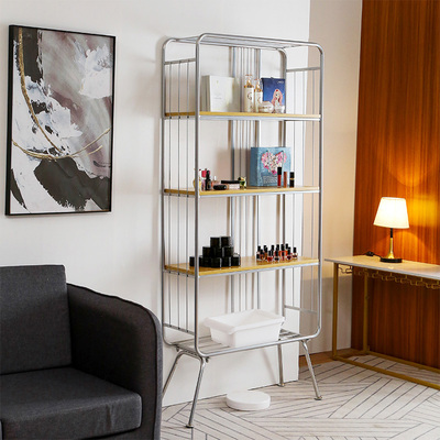 北欧轻奢书架铁艺落地多层置物架简约书柜卧室储物架陈列架展示架