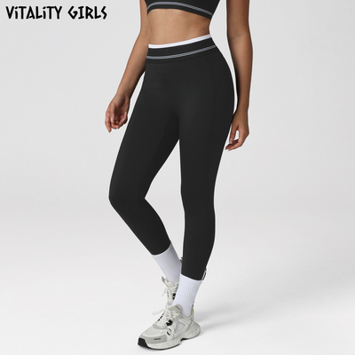 Vitality Girls欧美瑜伽裤撞色裸感高腰速干紧身裤健身长裤女外穿
