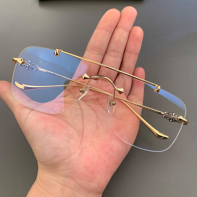 男女款无框合金大框复古眼镜框架