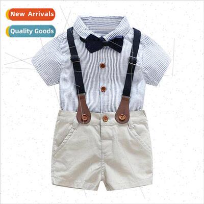 2023 Summer Childrens Korean Boys Backpack Shorts Suit Child
