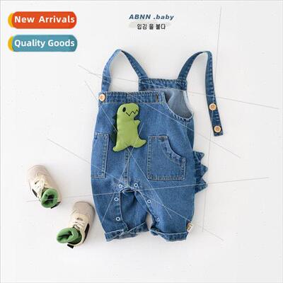 Baby denim backpack pants fall childrens small dinosaur one-